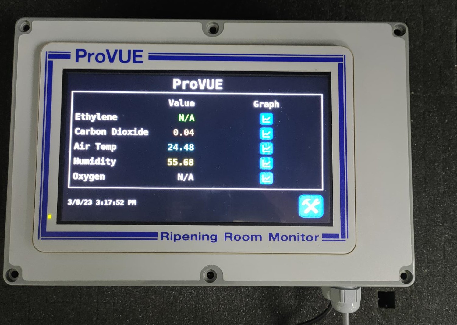 ProVUE Cold Room - Ethylene Temperature, Humidity, CO2 and O2 Monitor and Display - Pacific Data ...